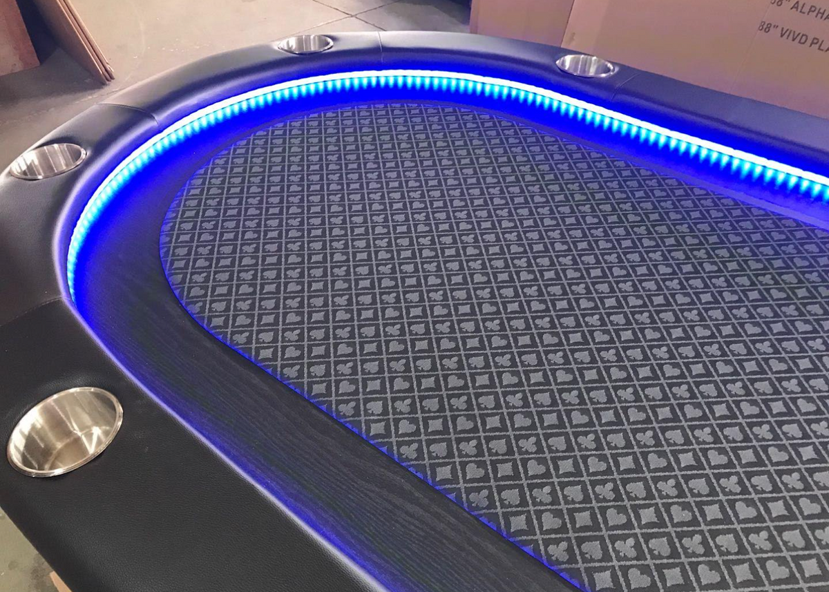 84" Deluxe Poker Table - Black Suited Speed Felt (folding legs) - Poker ...