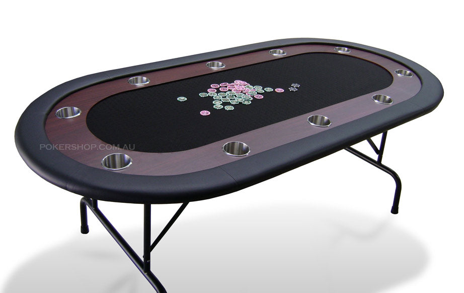 84" Deluxe Poker Table - Black Suited Speed Felt (folding legs) - Poker ...